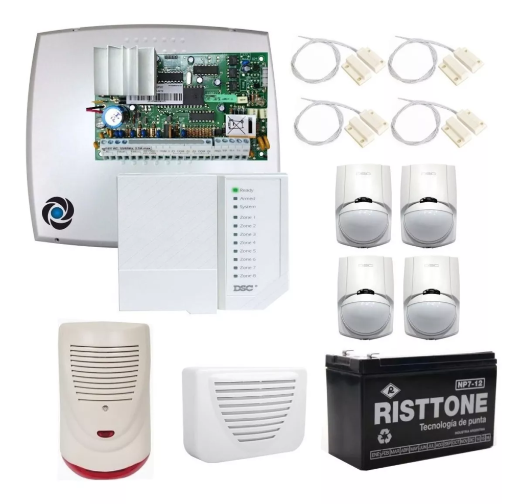 Kit alarma DSC585 con bateria, Sirena interior, Sirena exterior ...